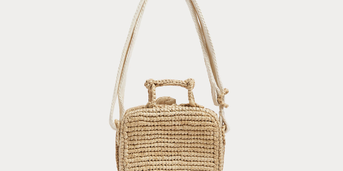 Aimane raffia suitcase bag with shoulder strap • Bonpoint
