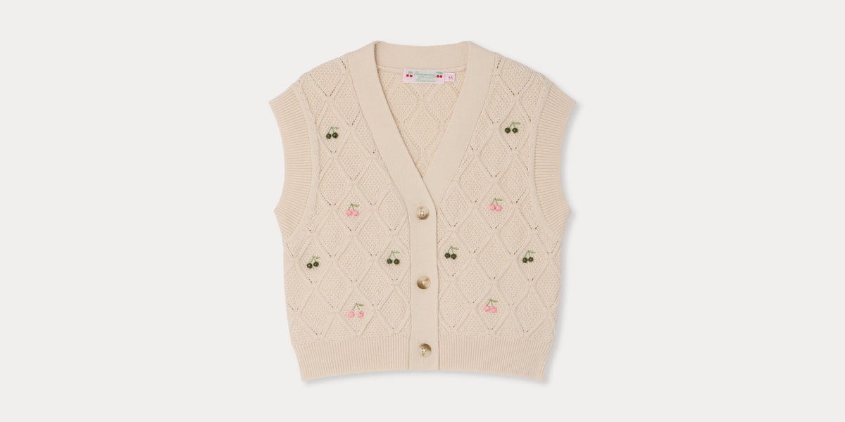 Cardigan Lys col V brodé cerises • Bonpoint