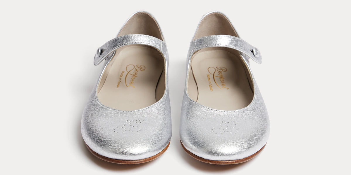 Ella silver leather ballet flats • Bonpoint