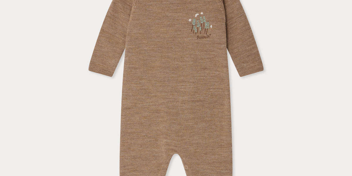 Cielo jumpsuit with American neckline and wool embroidery on the chest ...